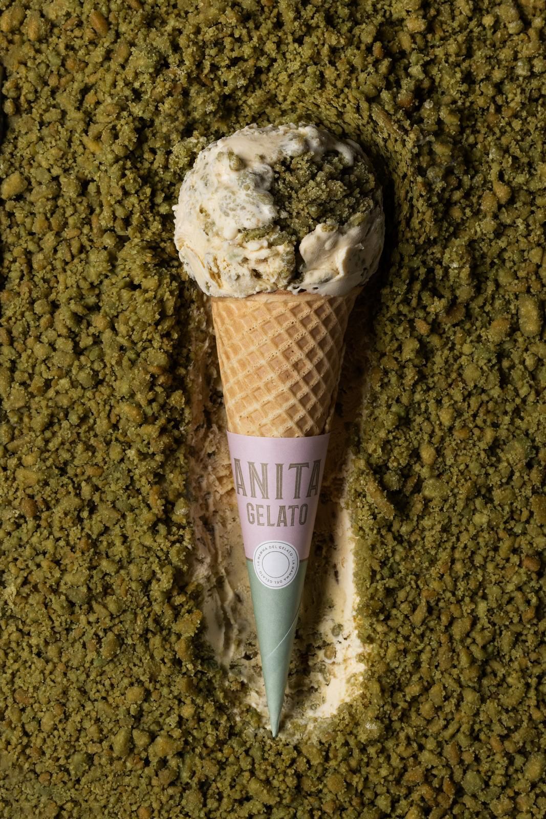 Creme Brulee Crumble de Pistacho | Anita Gelato Spain